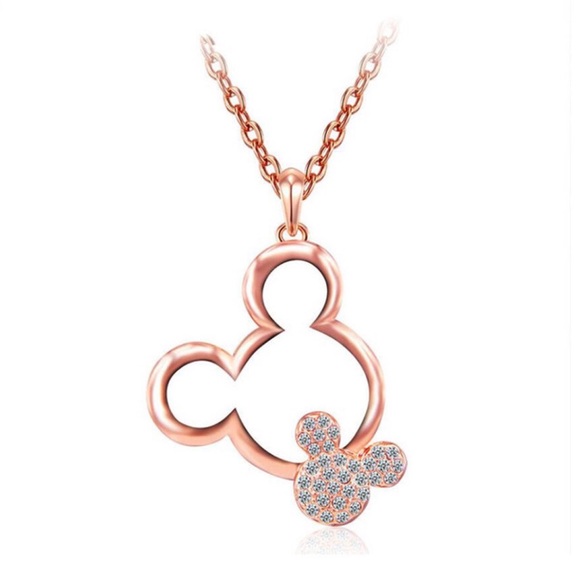 Jewelry | Gold Mickey Mouse Crystal Necklace Earring Set | Poshmark